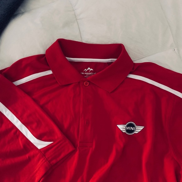 Mini Cooper | Shirts | Mini Car Brand Logo Red Performance Collar Shirt ...